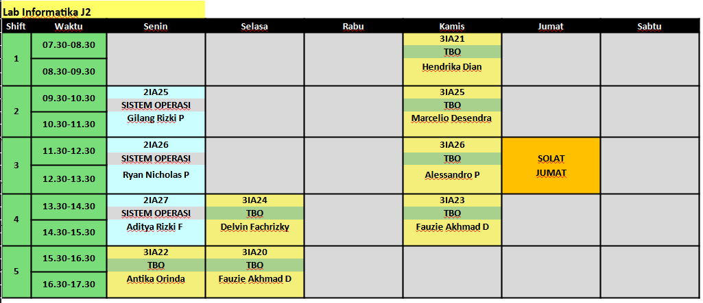 Jadwal Kampus Kalimalang- Labti Universitas Gunadarma